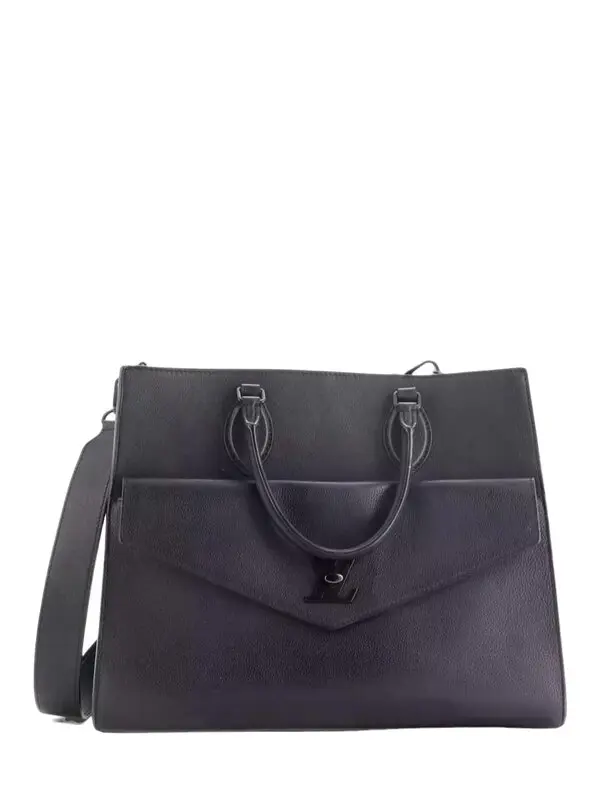 LOUIS VUITTON Lockme Monochrome Leather Mm Tote Bag - Black