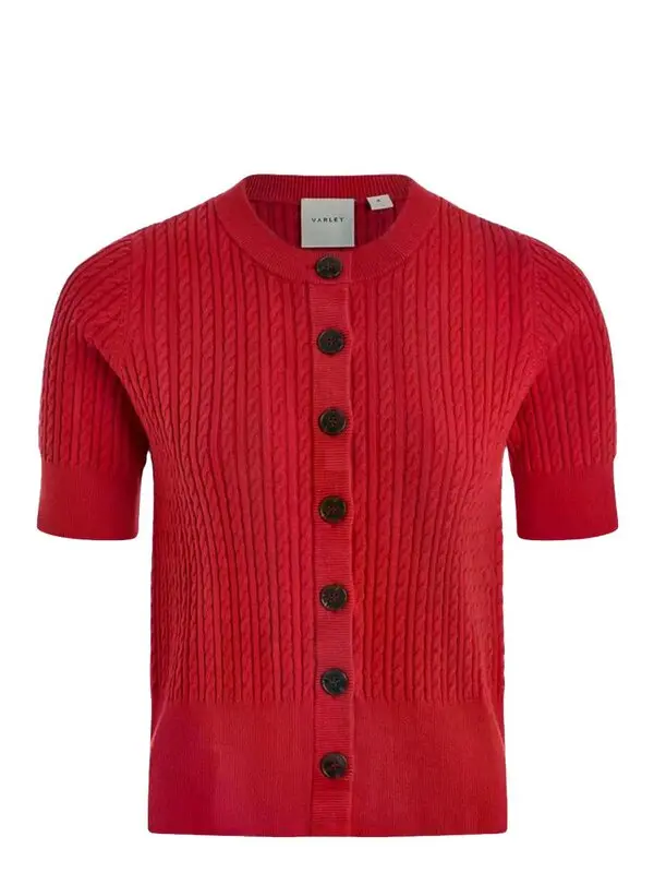Varley Rhys Cable-knit Cardigan - Red