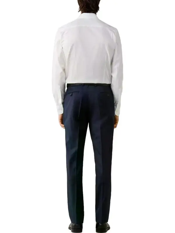 HACKETT  Sharkskin-weave Wool Trousers - Blue