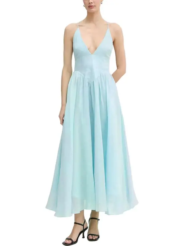 Bardot Arletha Back-tie Flared Maxi Dress - Blue