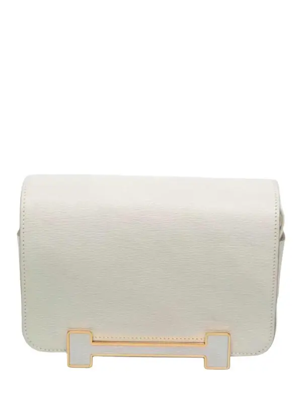 Hermès 2023 Chevre Mysore Geta Crossbody Bag - White