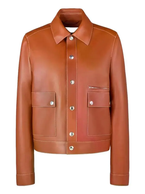TOD'S Leather Short Jacket - Brown