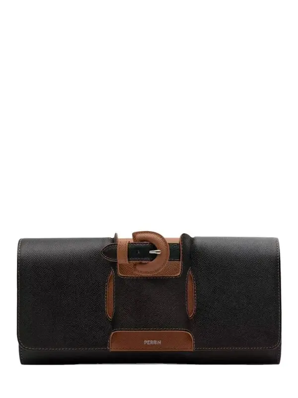 Perrin La Parisienne Buckled Leather Clutch Bag - Black