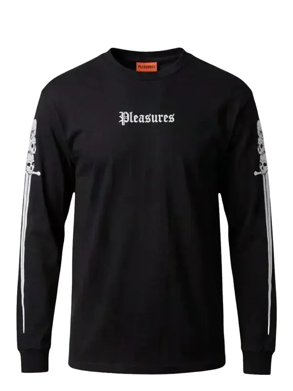 PLEASURES Luster Logo-embroidered T-shirt - Black