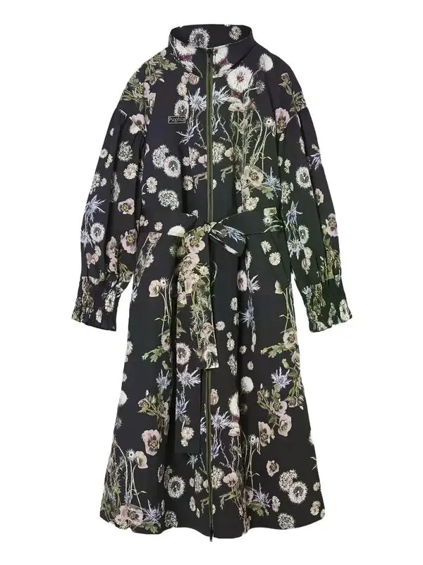 PSOPHIA Floral-print Belted Trench Coat - Black