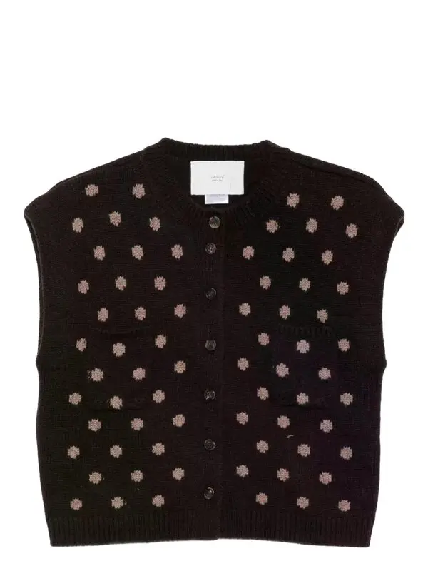 VANISE Polka-dot Button-up Gilet - Brown