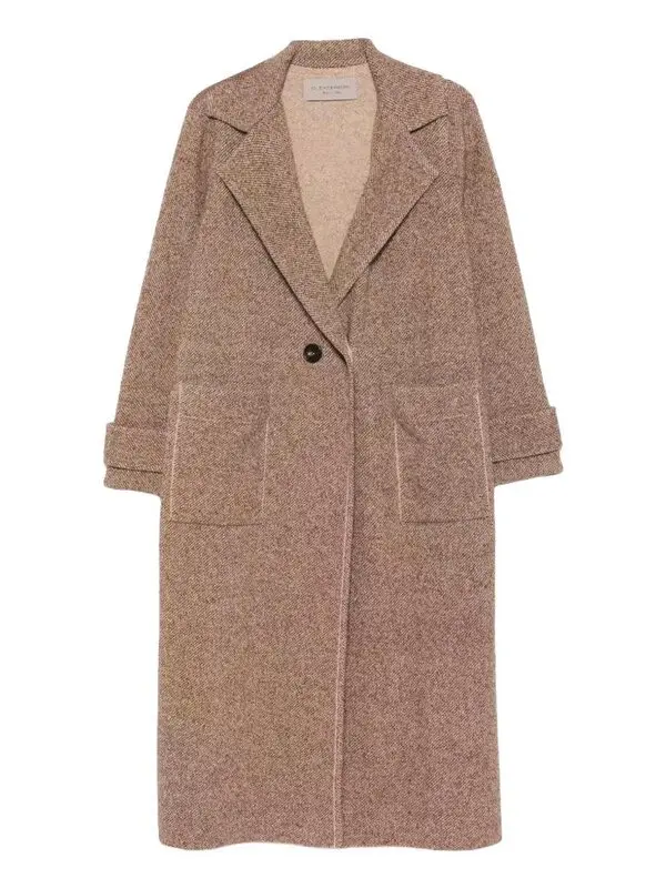 D.exterior Marl-knit Notched-lapels Coat - Brown
