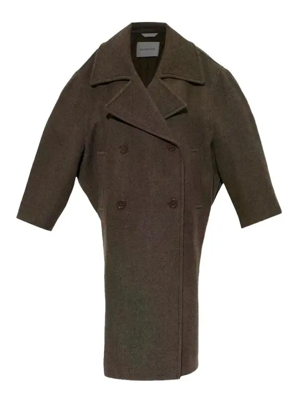 Balenciaga Long Cocoon Coat In Dark - Brown