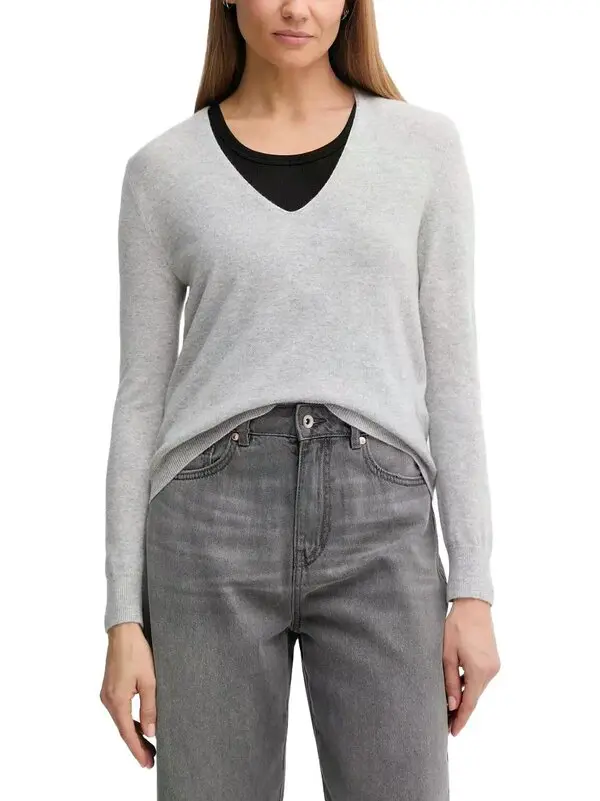 BENETTON V-neck Raglan-sleeve Sweater - Grey