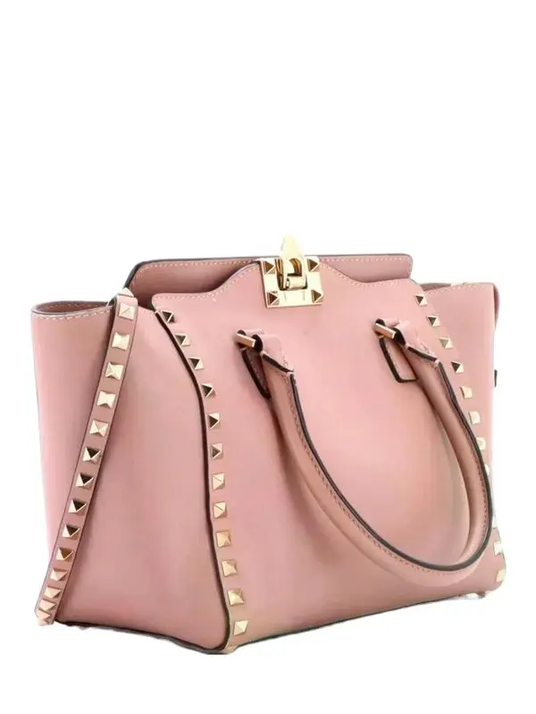 Valentino Garavani Rockstud Rigid Leather Small Tote Bag - Neutrals