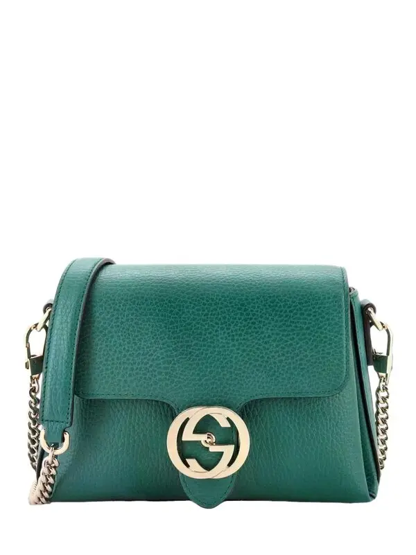 Gucci Interlocking Chain Leather Small Crossbody Bag - Green