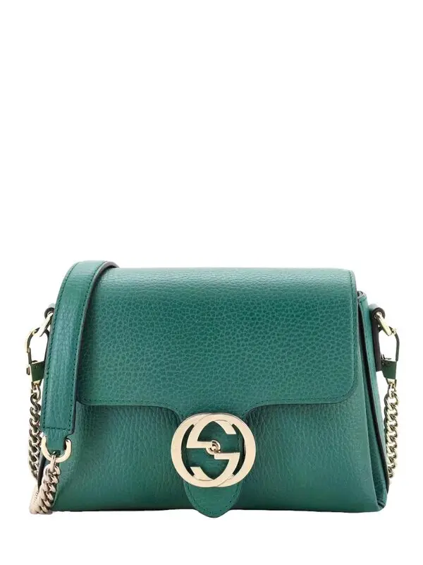 Gucci Interlocking Chain Leather Small Crossbody Bag - Green