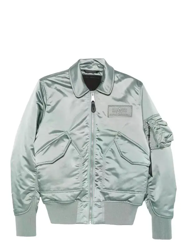 Alpha Industries Cwu-45/p Logo-patch Bomber Jacket - Green
