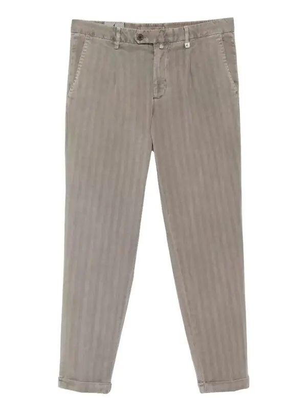 MYTHS Herringbone-pattern Pleated Trousers - Neutrals