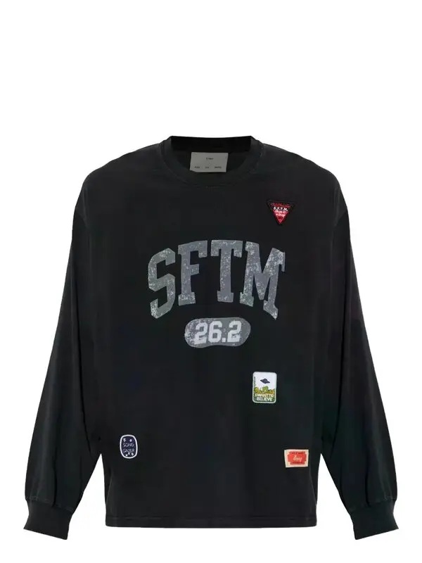SONG FOR THE MUTE Logo-print Patch-detail T-shirt - Black