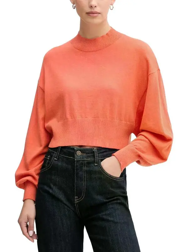 BENETTON Ribbed-knit Cropped Sweater - Orange