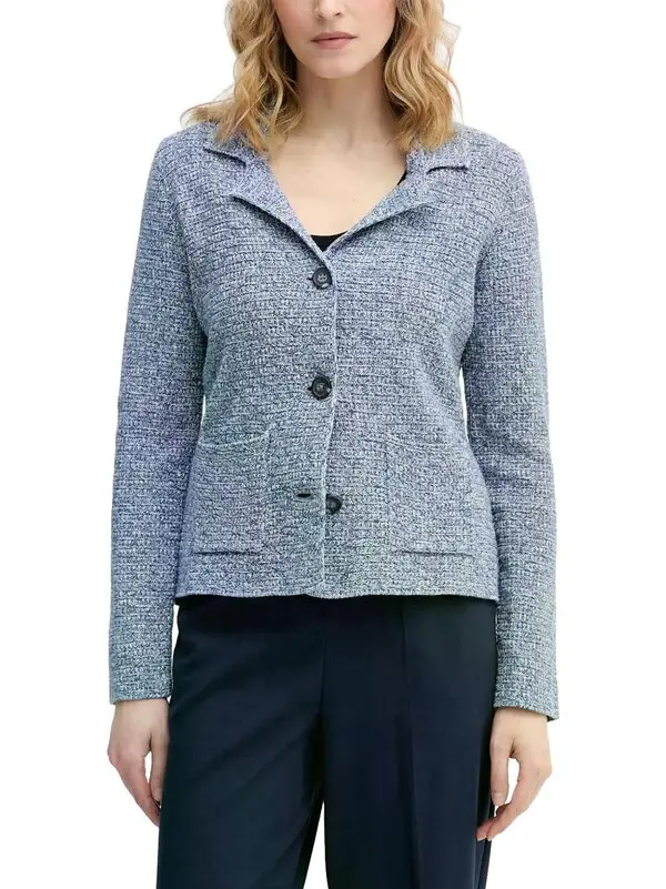 BENETTON Textured-knit Notched-lapel Cardigan - Blue