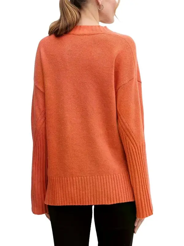 BENETTON V-neck Ribbed-trim Sweater - Orange