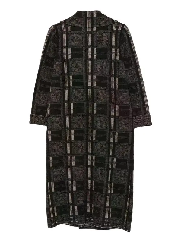 D.exterior Check-pattern Glitter-detail Coat - Black