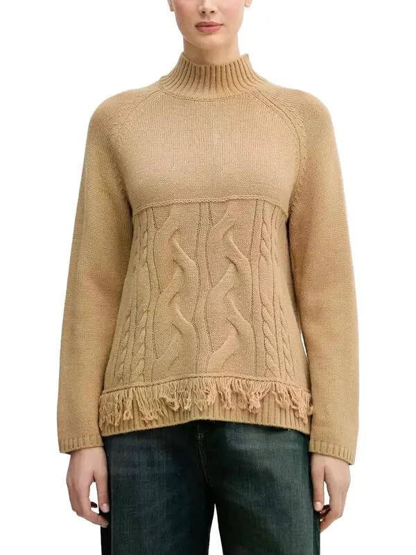 BENETTON Cable-knit Fringe-detail Sweater - Neutrals