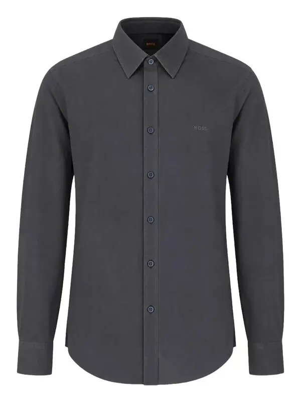Hugo Regular-fit Shirt In Cotton Poplin With Embroidered Logo - Blue