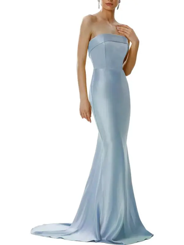 FRAMBOISE Strapless Satin-finish Maxi Dress - Blue