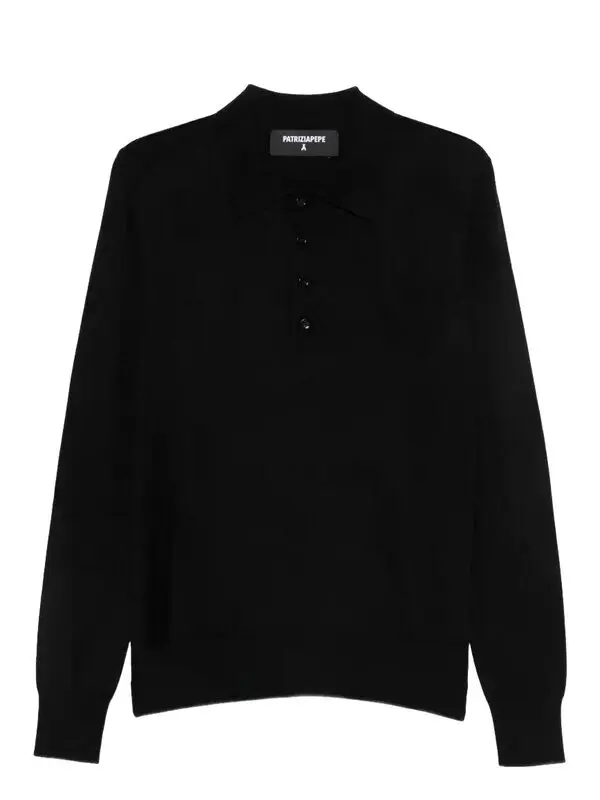 Patrizia Pepe Long-sleeve Polo Shirt - Black