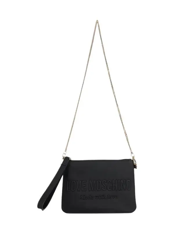 Moschino Logo-embossed Chain-link Shoulder Bag - Black