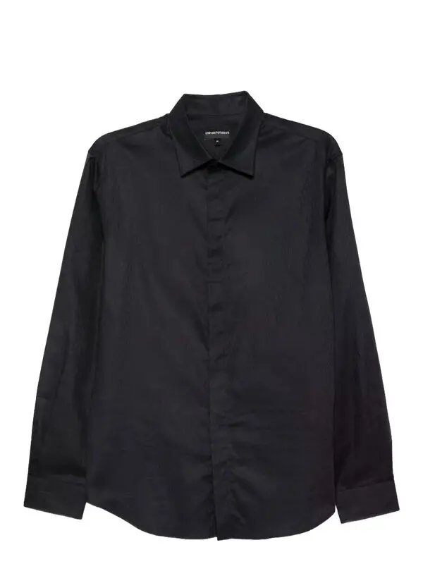 Emporio Armani Monogram-jacquard Shirt - Blue