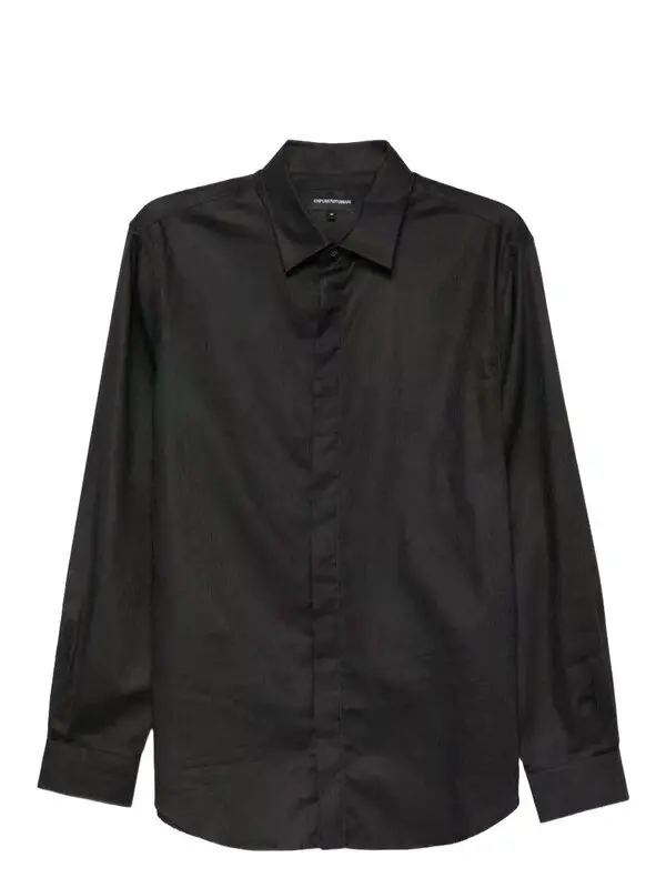 Emporio Armani Monogram-pattern Long-sleeve Shirt - Black