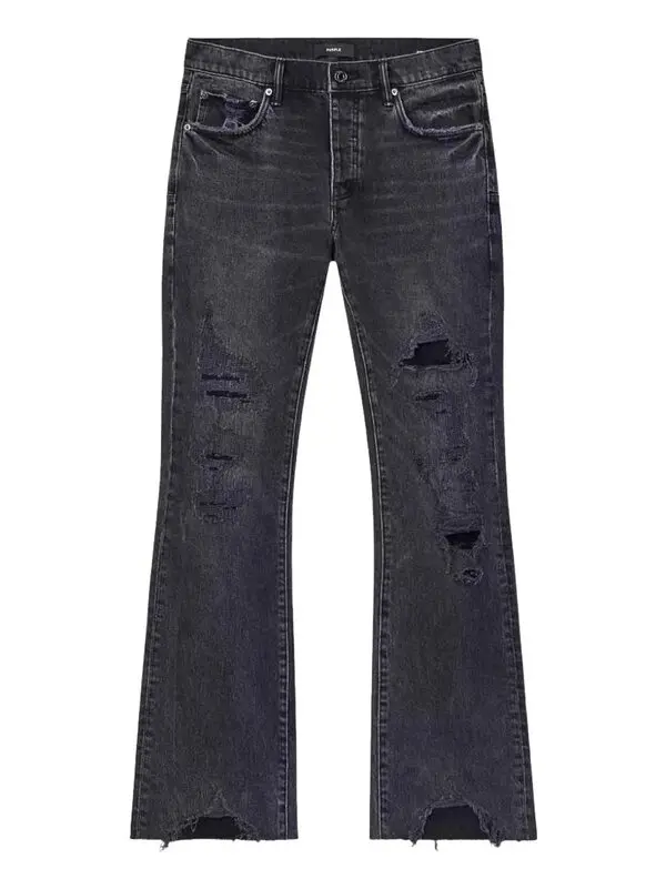 PURPLE BRAND Vintage Heavy Destroy Distressed Bootcut Jeans - Black