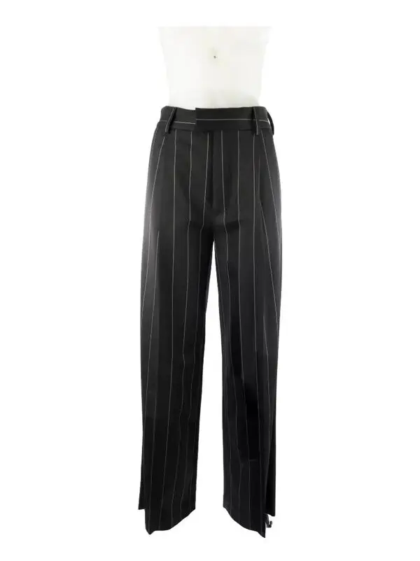 FEDERICA BONIFACI Pinstripe-pattern Cashmere Trousers - Black