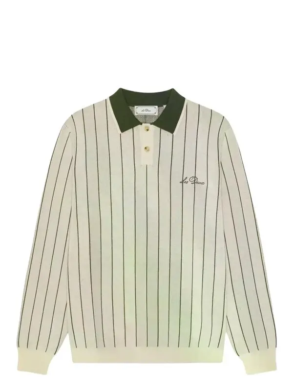 LES DEUX Pinstripe-pattern Polo Sweater - Neutrals