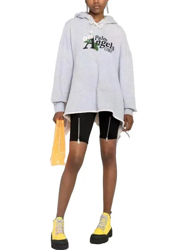 Palm Angels Daisy Logo Drawstring Poncho - Grey