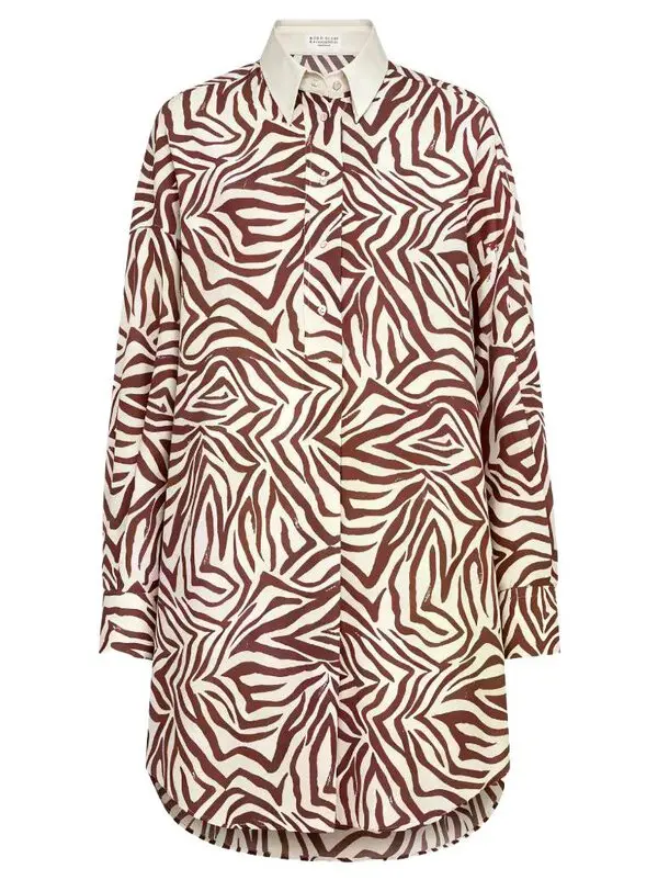 Brunello Cucinelli Zebra-print Shirt Mini Dress - Neutrals