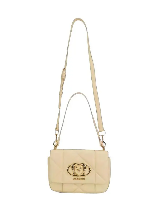 Moschino Quilted Logo-plaque Shoulder Bag - Neutrals