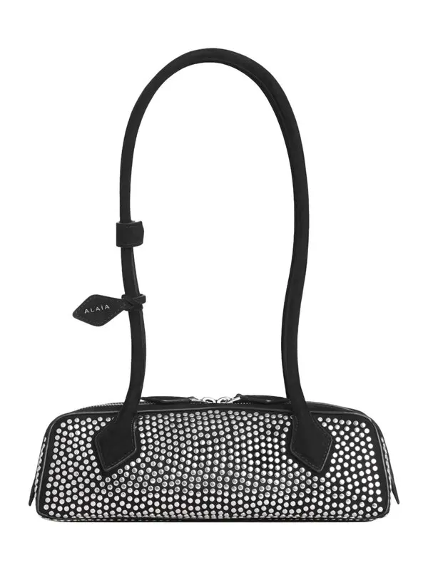 Alaïa Small Suede Studded Le Teckel Shoulder Bag - Black