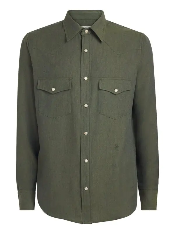 JACOB COHЁN Cotton-cashmere Batavia Western Shirt - Green