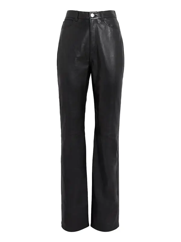 RÓHE Leather Straight Trousers - Black