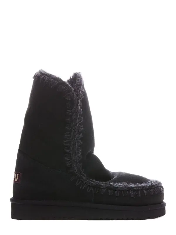 Mou Eskimo Suede Boots With Wool Stitching - Black