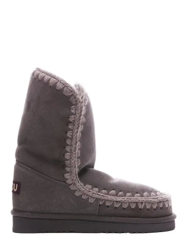 Mou Eskimo Suede Boots With Wool Stitching - Grey