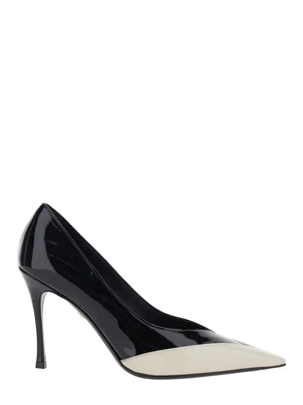 FERRAGAMO Bi Abstract Print Patent Leather Stiletto Pumps - White