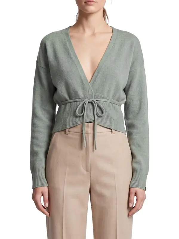 Extreme Cashmere Cashmere-blend Wrap Cardigan With Belt - Green