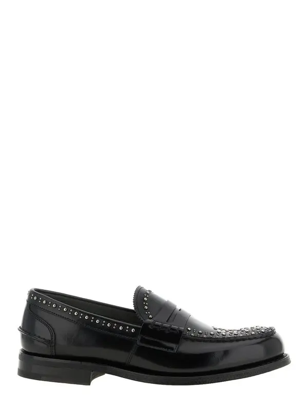 Church's Studded Brushed Calfskin Penny Loafers - Black