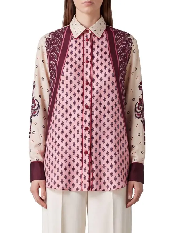 F.R.S FOR RESTLESS SLEEPERS Ethnic Print Silk Blend Shirt With Ruffles - Multicolor