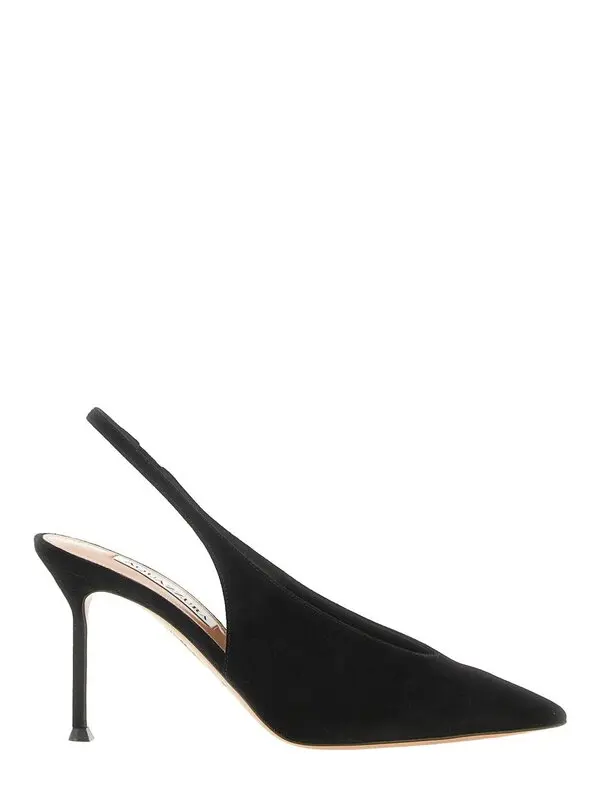 AQUAZZURA Voltaire Suede Leather High Heel Slingback Pumps - Black