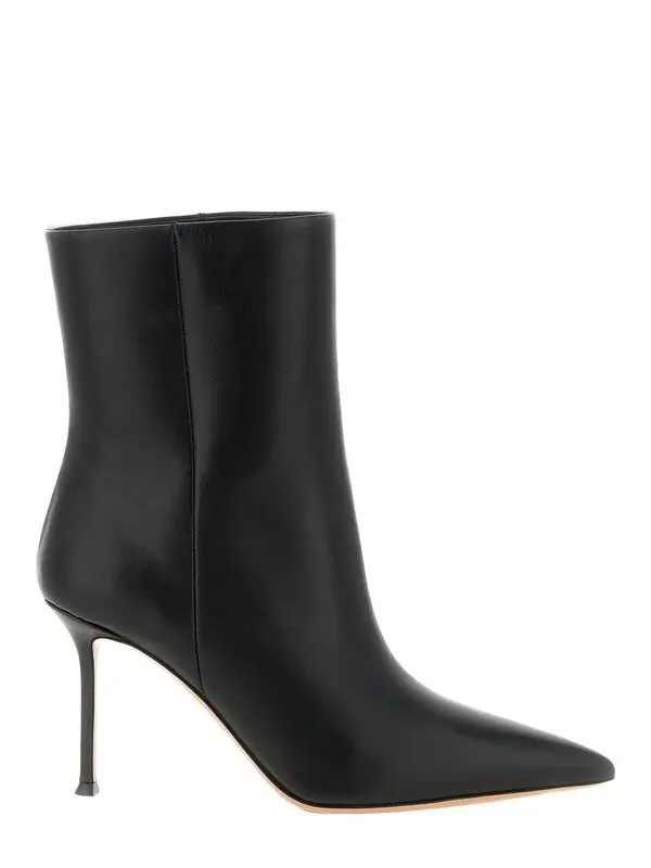 AQUAZZURA Harper Calfskin Leather Ankle Boots With High Stiletto Heel - Black
