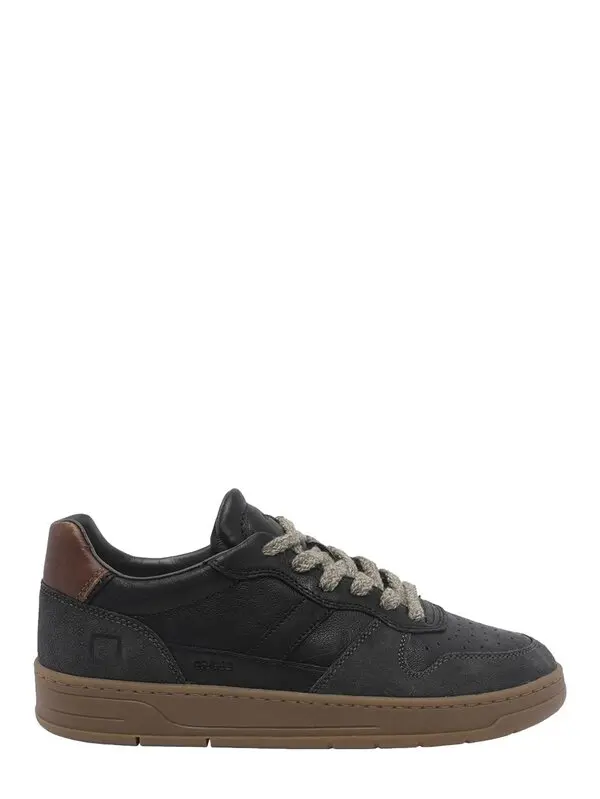 D.a.t.e. Court 2.0 Calfskin Leather Sneakers With A Contrast Printed Logo - Black