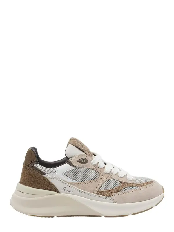D.a.t.e. Musa Suede And Mesh Low-top Sneakers With A Leather Interior - Beige