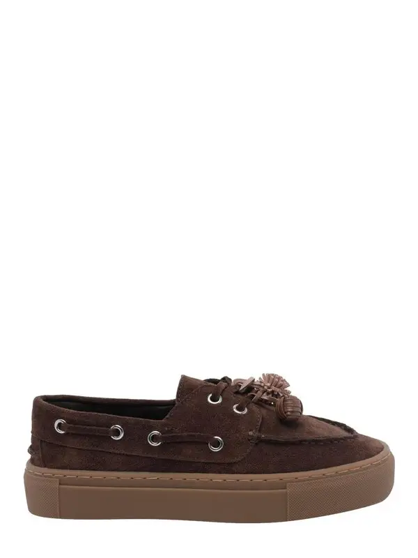 D.a.t.e. Caletta Suede Boat Shoes With Raised Apron Toe - Brown